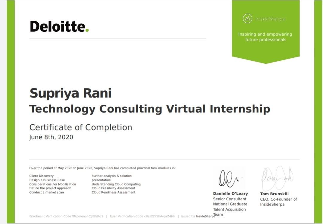 Supriya Rani on LinkedIn: #deloitte Supriya Rani on LinkedIn: #deloitte