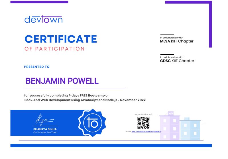 Benjamin Powell on LinkedIn: #devtown #javascript #nodejs #gdsc # ... Benjamin Powell on LinkedIn: #devtown #javascript #nodejs #gdsc # ...