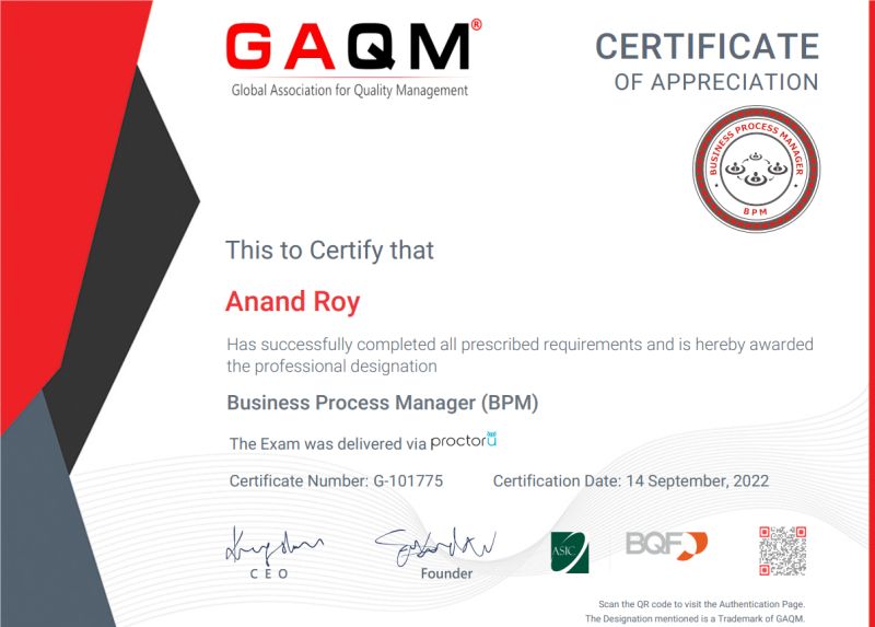 ANAND ROY on LinkedIn: #certified #bpm #gaqm ANAND ROY on LinkedIn: #certified #bpm #gaqm