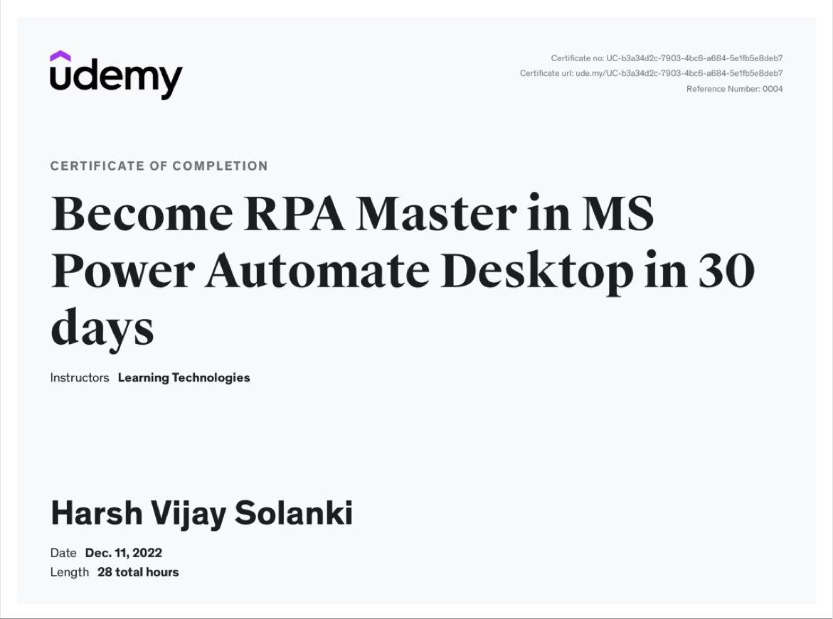 Harsh Solanki on LinkedIn: Successfully Completed MS Power Automate ... Harsh Solanki on LinkedIn: Successfully Completed MS Power Automate ...
