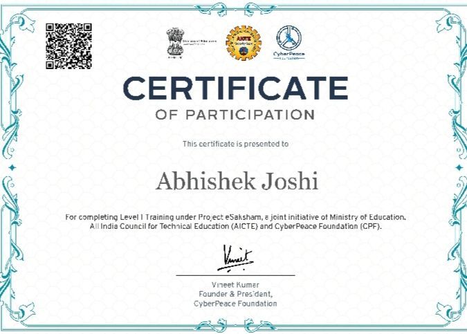 Abhishek Joshi on LinkedIn: #cyberpeace #aicte Abhishek Joshi on LinkedIn: #cyberpeace #aicte