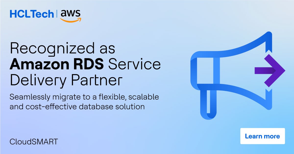 HCLTech on LinkedIn: HCLTech recognized as Amazon RDS Service Delivery ... HCLTech on LinkedIn: HCLTech recognized as Amazon RDS Service Delivery ...