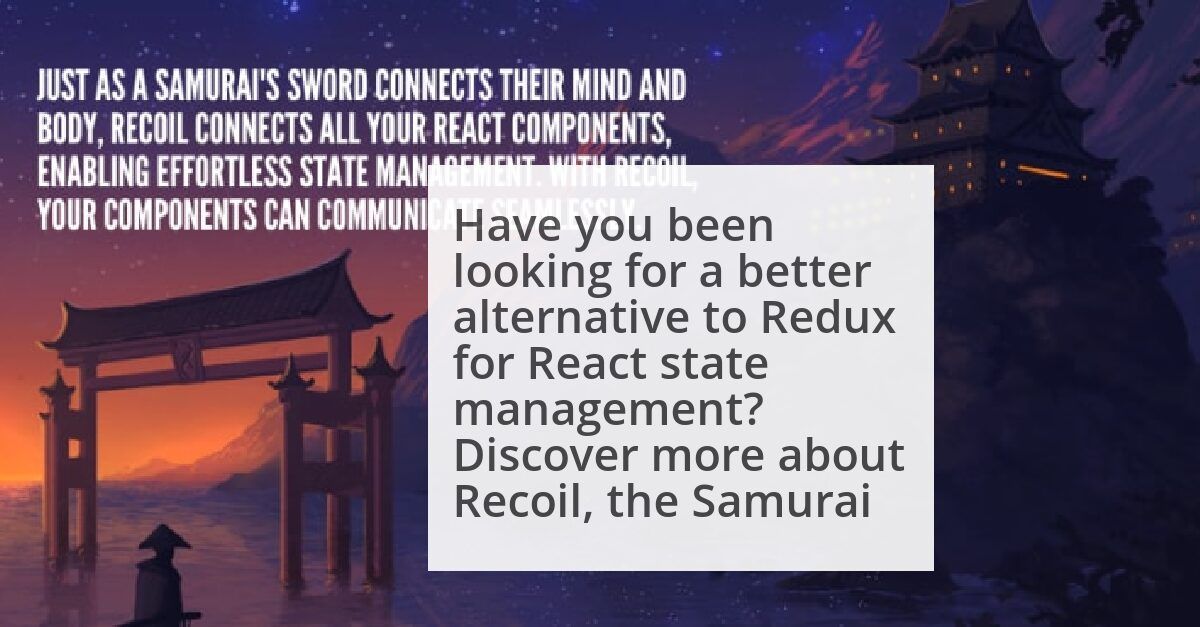 React Jobs on LinkedIn: Recoil is the Samurai Sword of React State ... React Jobs on LinkedIn: Recoil is the Samurai Sword of React State ...