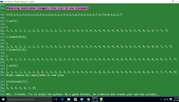 Python - Removing duplicates from list in one statement Python - Removing duplicates from list in one statement