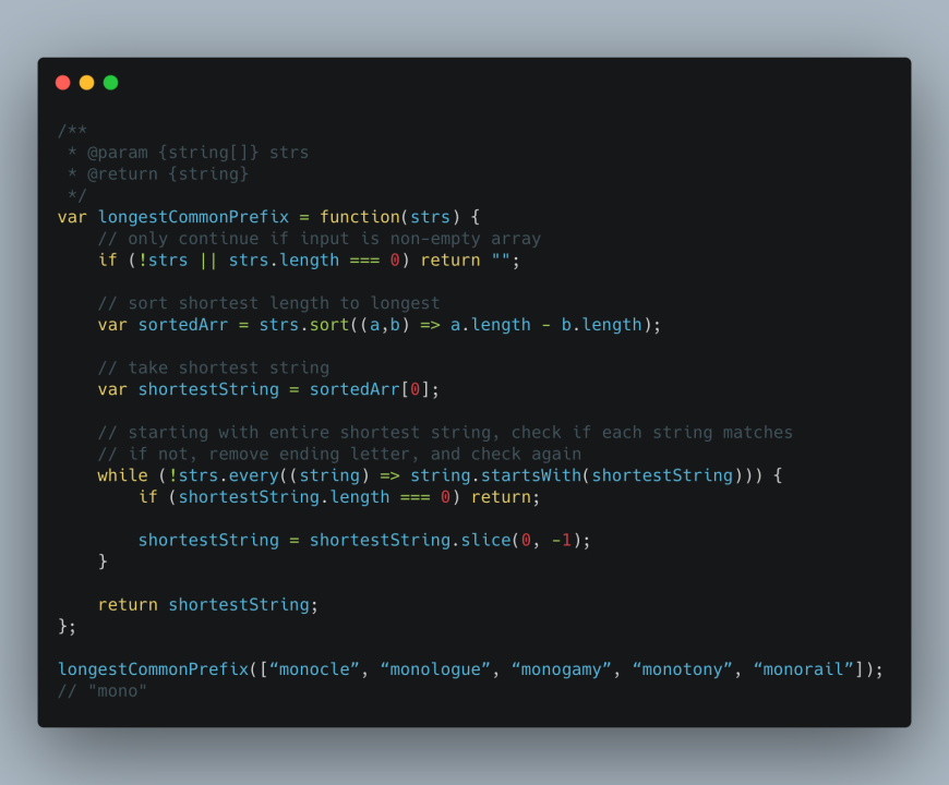 Find Longest Common Prefix in Array of Strings - Javascript - faster ... Find Longest Common Prefix in Array of Strings - Javascript - faster ...