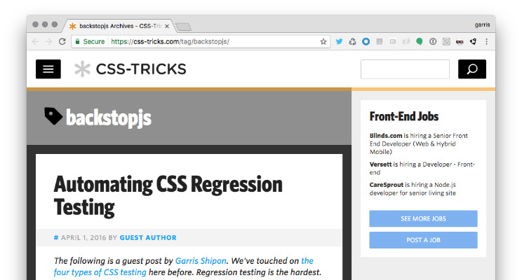 Automating CSS regression testing Automating CSS regression testing