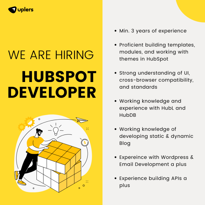 Hiring - Hubspot Developer Hiring - Hubspot Developer