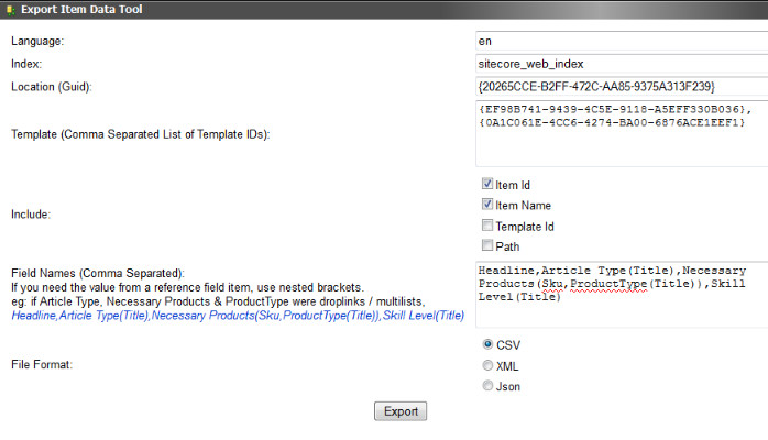 Sitecore Module to Export item data Sitecore Module to Export item data