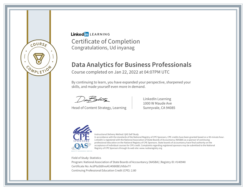 Udeme Inyang on LinkedIn: Certificate of Completion Udeme Inyang on LinkedIn: Certificate of Completion
