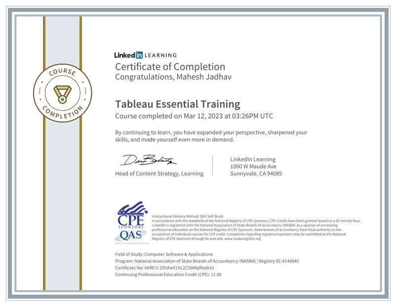 Mahesh Jadhav on LinkedIn: Certificate of Completion Mahesh Jadhav on LinkedIn: Certificate of Completion