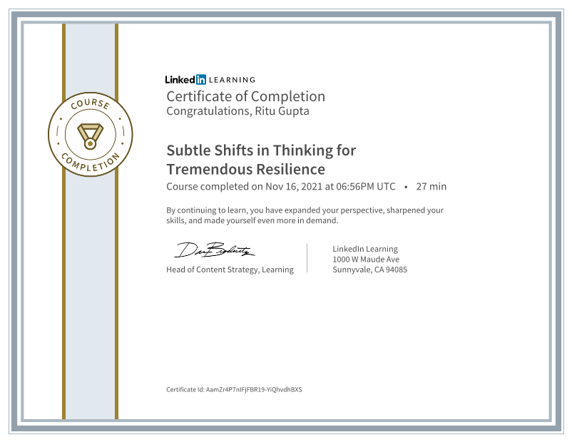 Ritu Gupta on LinkedIn: Certificate of Completion Ritu Gupta on LinkedIn: Certificate of Completion