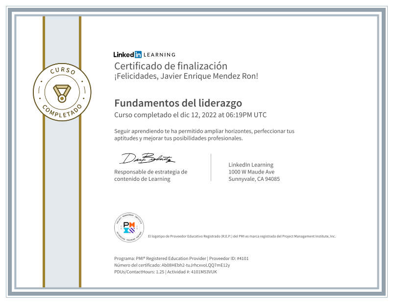 Javier Enrique Mendez Ron on LinkedIn: Certificate of Completion Javier Enrique Mendez Ron on LinkedIn: Certificate of Completion