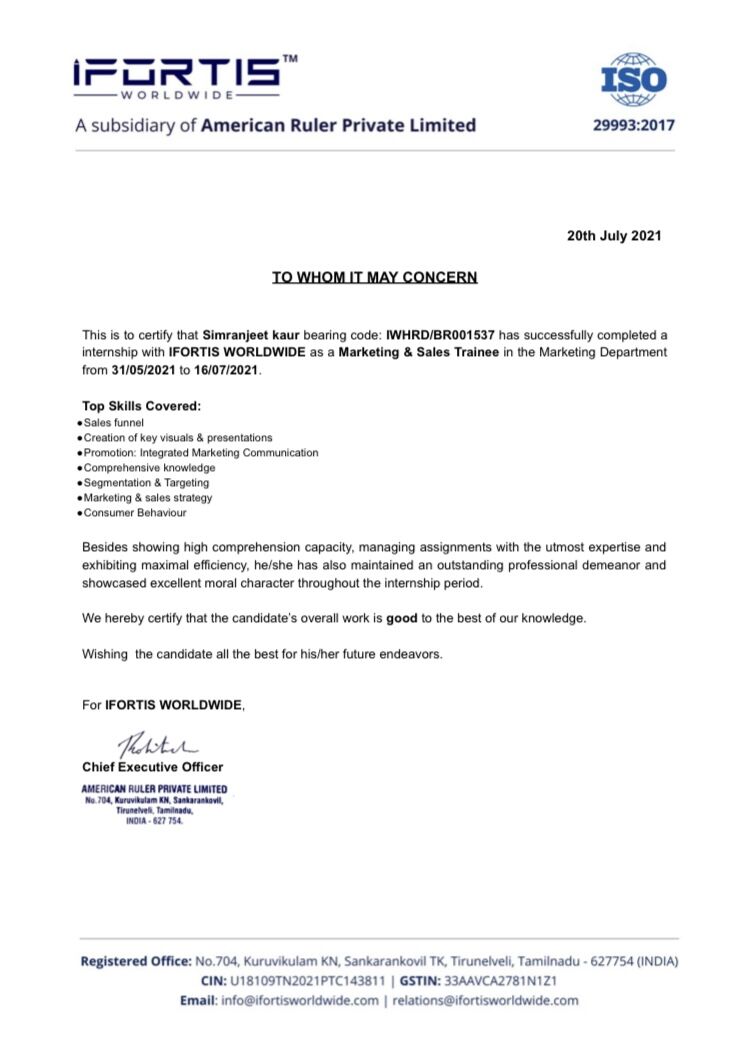 Simran Kaur on LinkedIn: #ifortisworldwide #internship #ifortisworldwide Simran Kaur on LinkedIn: #ifortisworldwide #internship #ifortisworldwide