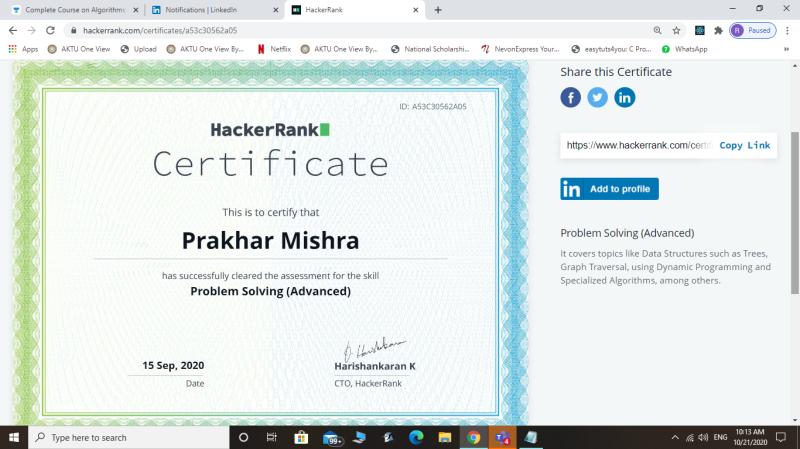 PRAKHAR MISHRA on LinkedIn: #hackerrank PRAKHAR MISHRA on LinkedIn: #hackerrank