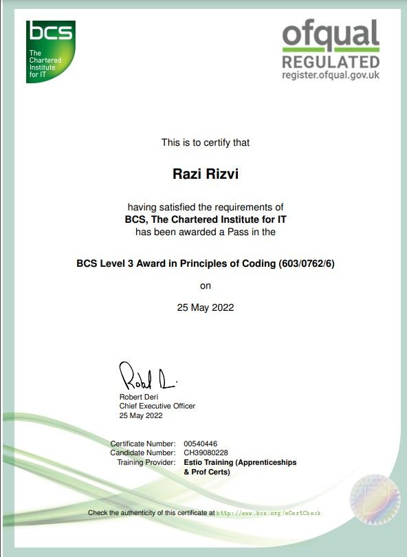 Syed Razi Abbas Rizvi on LinkedIn: #coding #exam #onestepcloser #thankyou Syed Razi Abbas Rizvi on LinkedIn: #coding #exam #onestepcloser #thankyou