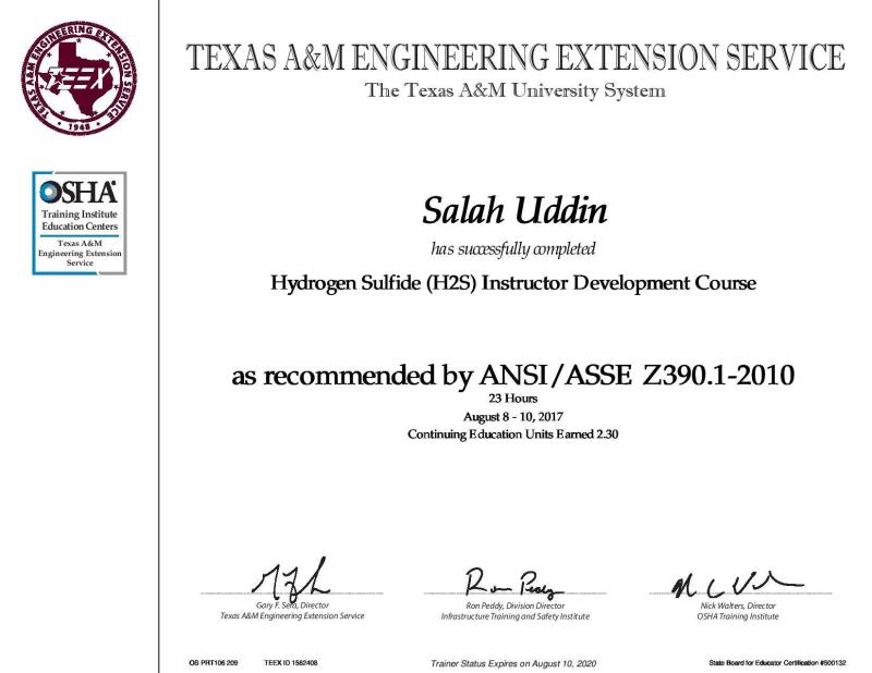 Salah Uddin, OSHA Authorized Trainer on LinkedIn: Received My H2S ... Salah Uddin, OSHA Authorized Trainer on LinkedIn: Received My H2S ...