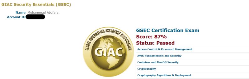 Mohammad Abufara on LinkedIn: #certified #gsec #giac #sans #security ... Mohammad Abufara on LinkedIn: #certified #gsec #giac #sans #security ...