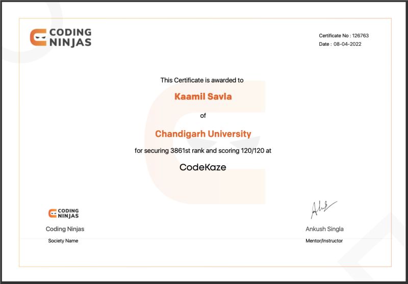 Kaamil Savla on LinkedIn: #codingninjas #codekaze Kaamil Savla on LinkedIn: #codingninjas #codekaze