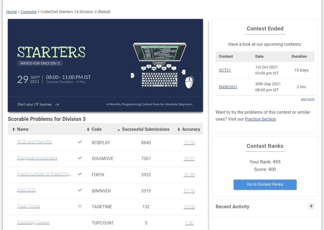 Aman kumar on LinkedIn: #codechef #starters #contest #geeksforgeeks # ... Aman kumar on LinkedIn: #codechef #starters #contest #geeksforgeeks # ...