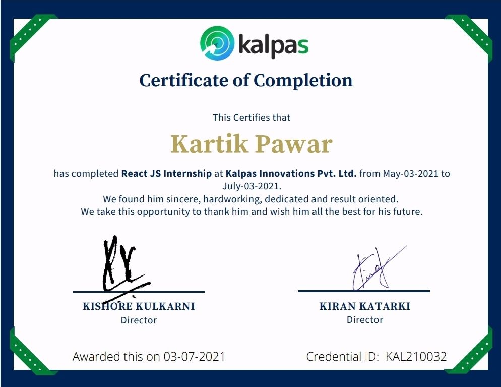 Kartik Pawar on LinkedIn: #reactjs #developer #internship | 18 comments Kartik Pawar on LinkedIn: #reactjs #developer #internship | 18 comments
