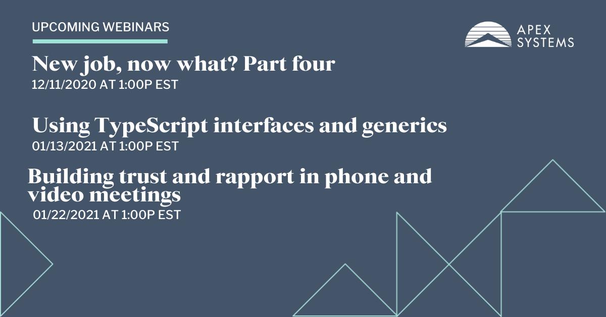 Apex Systems on LinkedIn: #newjob #typescript #interviewtips Apex Systems on LinkedIn: #newjob #typescript #interviewtips