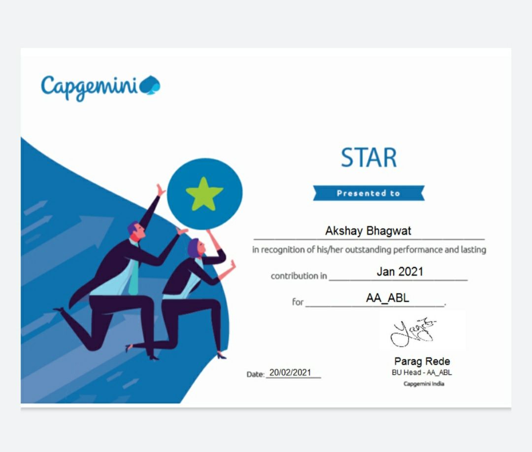 Akshay Bhagwat on LinkedIn: #capgemini #star #award #appreciation Akshay Bhagwat on LinkedIn: #capgemini #star #award #appreciation