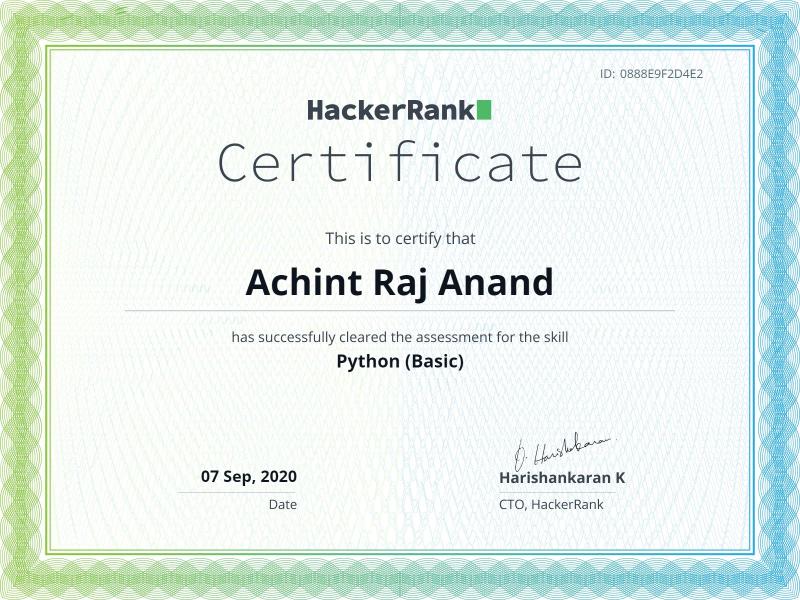 Achint Raj Anand on LinkedIn: #hackerrank #python3 #pythonprogramming Achint Raj Anand on LinkedIn: #hackerrank #python3 #pythonprogramming