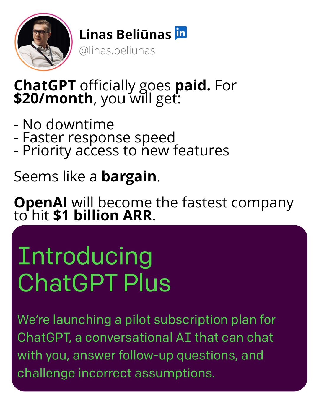 Linas Beliūnas on LinkedIn: OpenAI is officially rolling out a premium ... Linas Beliūnas on LinkedIn: OpenAI is officially rolling out a premium ...