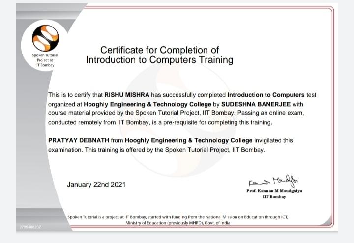 Rishu Mishra on LinkedIn: Certificate for completion of Introduction to ... Rishu Mishra on LinkedIn: Certificate for completion of Introduction to ...