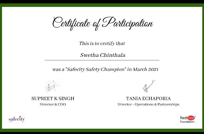 Swetha Chinthala on LinkedIn: #volunteer #internship #safecity # ... Swetha Chinthala on LinkedIn: #volunteer #internship #safecity # ...