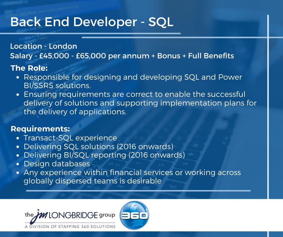 The JM Longbridge Group on LinkedIn: #backenddeveloper #backend # ... The JM Longbridge Group on LinkedIn: #backenddeveloper #backend # ...