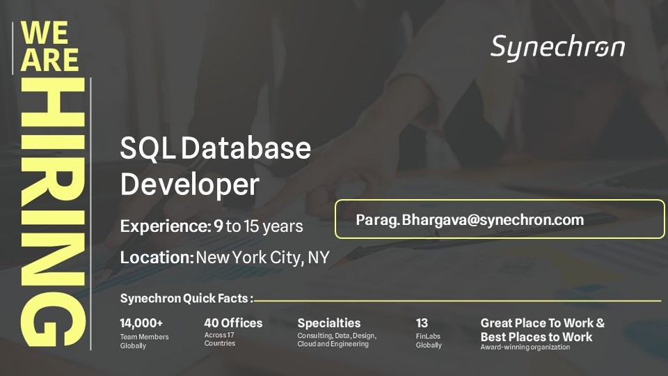 Parag Bhargava on LinkedIn: #sqldatabase #sqldeveloper #sqlserver # ... Parag Bhargava on LinkedIn: #sqldatabase #sqldeveloper #sqlserver # ...
