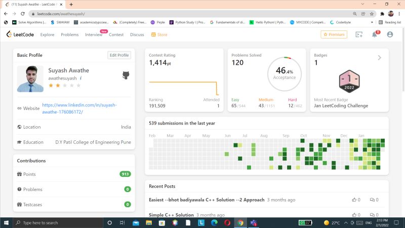 Suyash Awathe on LinkedIn: #problemsolving #leetcode #leetcodebadge # ... Suyash Awathe on LinkedIn: #problemsolving #leetcode #leetcodebadge # ...