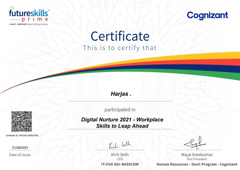 Harjas Preet Singh on LinkedIn: #futureskillsprime #nasscom #cognizant ... Harjas Preet Singh on LinkedIn: #futureskillsprime #nasscom #cognizant ...