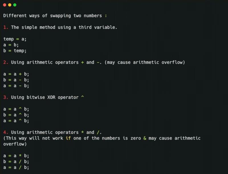 Hardik Dua on LinkedIn: Different Ways of Swapping two numbers... Hardik Dua on LinkedIn: Different Ways of Swapping two numbers...