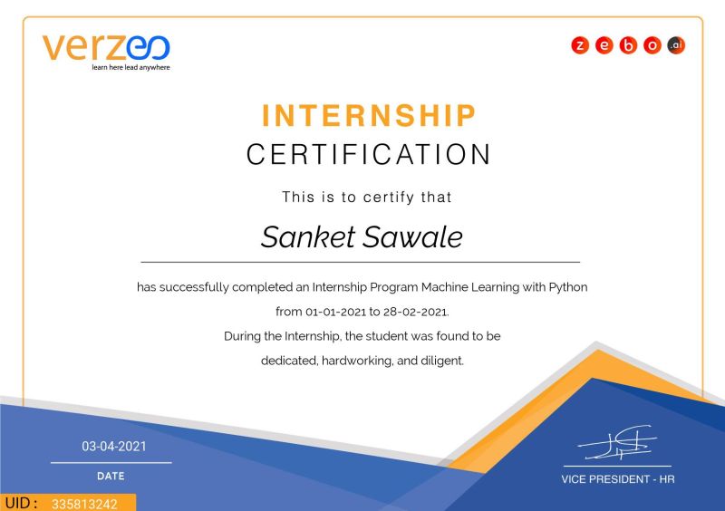 Sanket Sawale on LinkedIn: #python #machinelearning #internship2021 # ... Sanket Sawale on LinkedIn: #python #machinelearning #internship2021 # ...