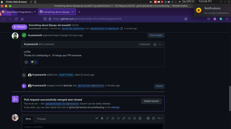 Palak Shivlani on LinkedIn: #opensource #github #django #gwoc | 12 comments Palak Shivlani on LinkedIn: #opensource #github #django #gwoc | 12 comments