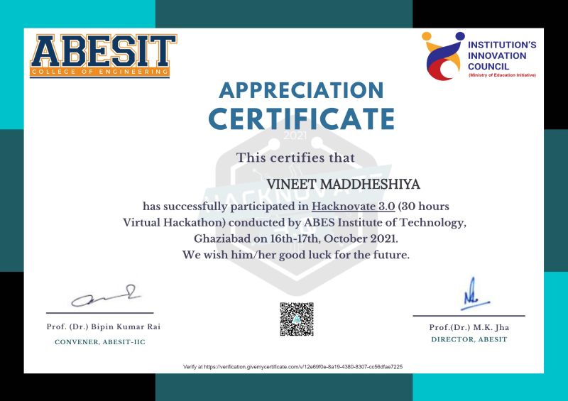 Vineet Maddheshiya on LinkedIn: #hacknovate3 #abesit #kumar #tarun # ... Vineet Maddheshiya on LinkedIn: #hacknovate3 #abesit #kumar #tarun # ...