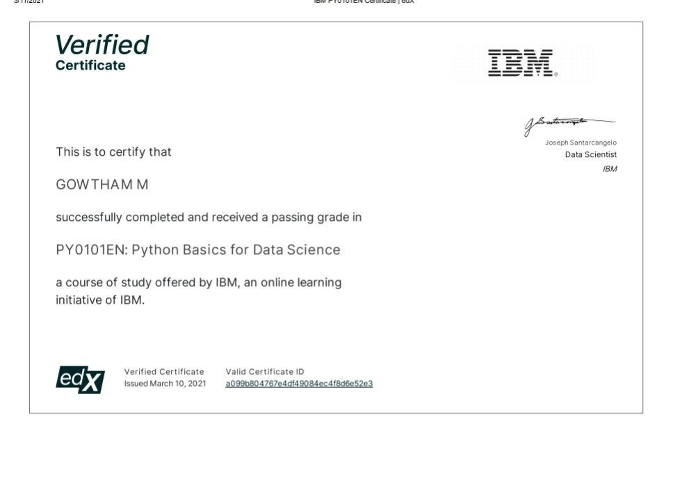 Gowtham M on LinkedIn: I was successfully completed Python Basics for ... Gowtham M on LinkedIn: I was successfully completed Python Basics for ...