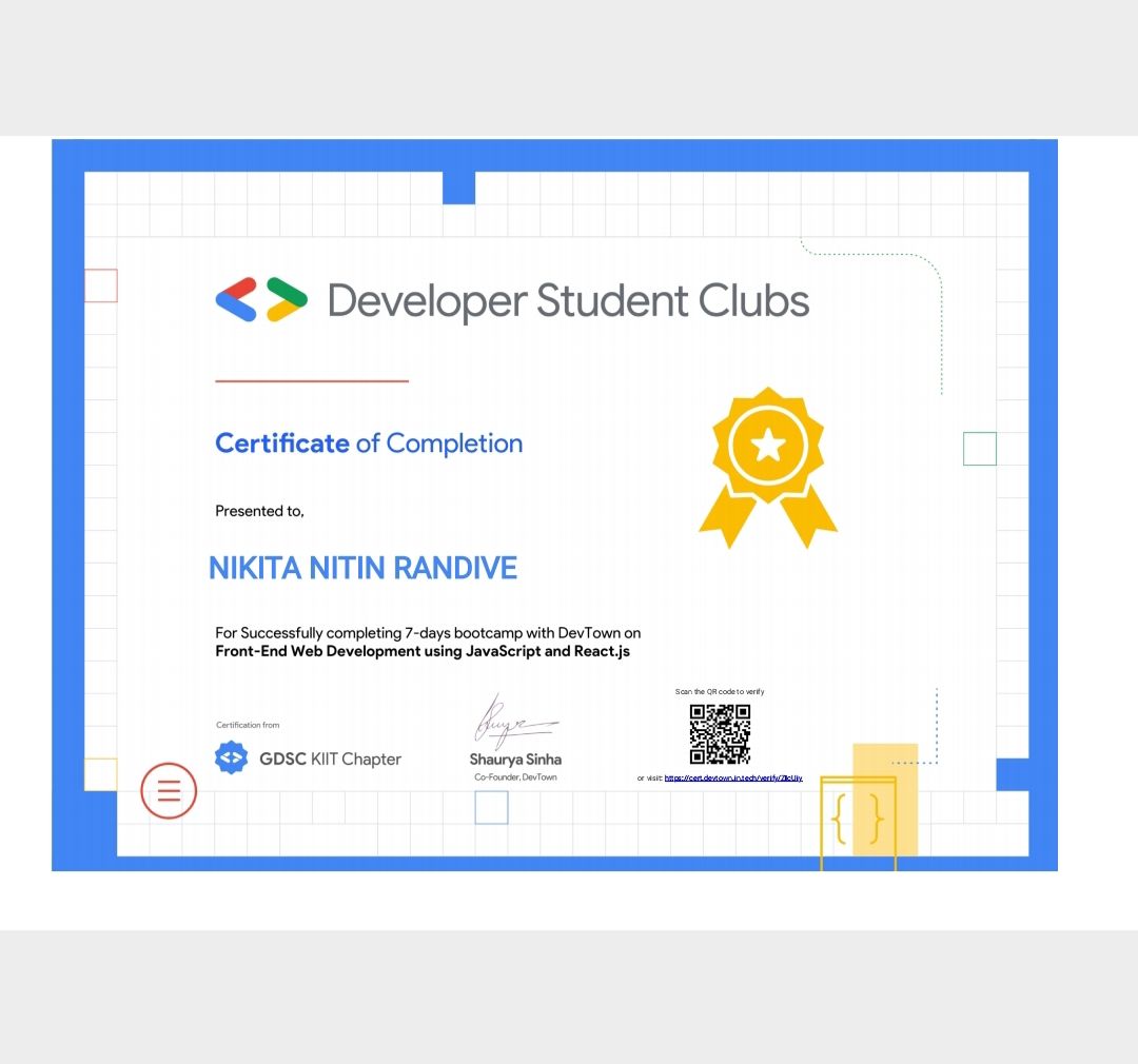 Nikita Randive on LinkedIn: #webdevelopment #react #javascript #devtown Nikita Randive on LinkedIn: #webdevelopment #react #javascript #devtown