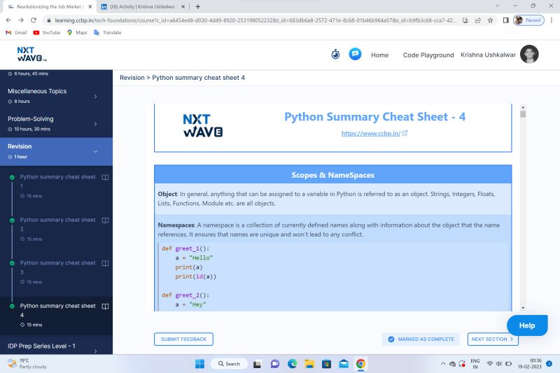 Krishna Ushkalwar on LinkedIn: #day38 #ccbp #nxtwave #python # ... Krishna Ushkalwar on LinkedIn: #day38 #ccbp #nxtwave #python # ...