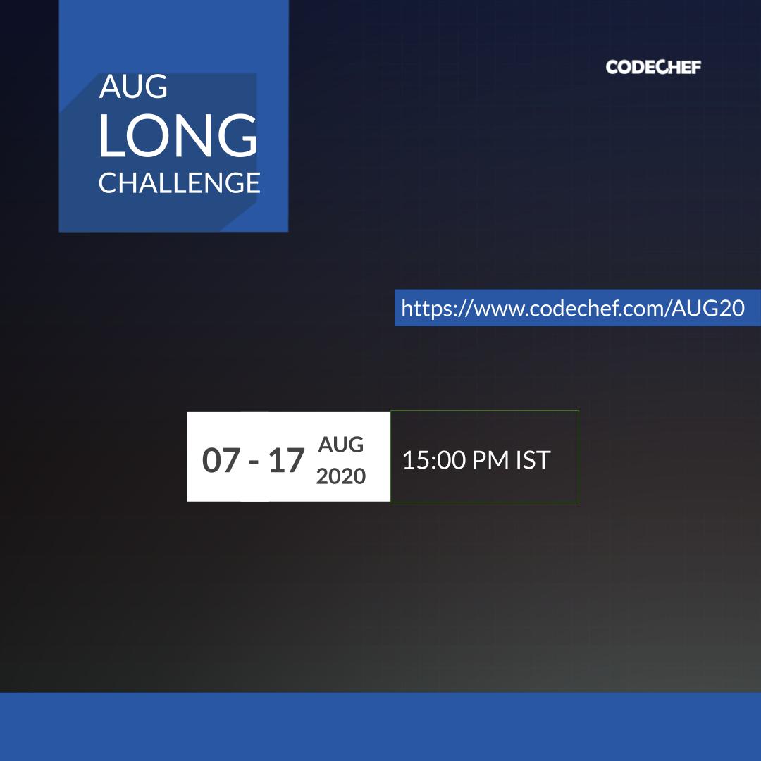 CodeChef on LinkedIn: #codechef #longchallenge #programming #contest CodeChef on LinkedIn: #codechef #longchallenge #programming #contest