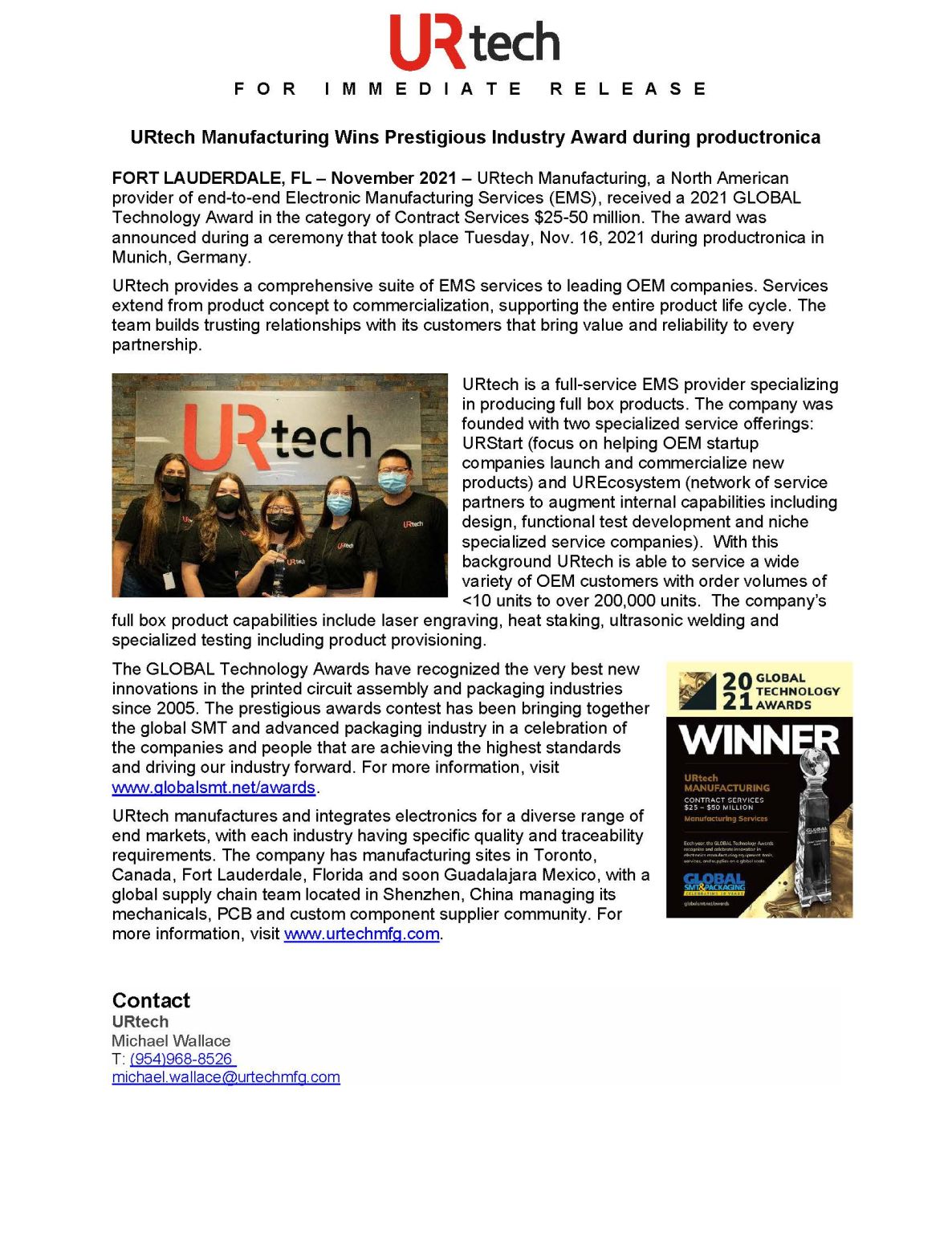 URtech Manufacturing on LinkedIn: #ems #oem #globaltechnologyaward # ... URtech Manufacturing on LinkedIn: #ems #oem #globaltechnologyaward # ...