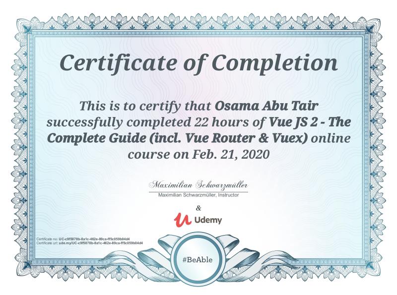 Osama Abu Tair on LinkedIn: #vuejs #vuex #vuerouter #certified Osama Abu Tair on LinkedIn: #vuejs #vuex #vuerouter #certified
