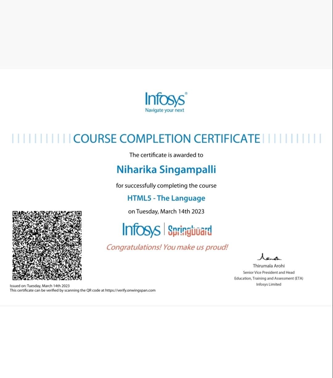 Niharika Singampalli on LinkedIn: Hlo Friends, Infosys... Niharika Singampalli on LinkedIn: Hlo Friends, Infosys...