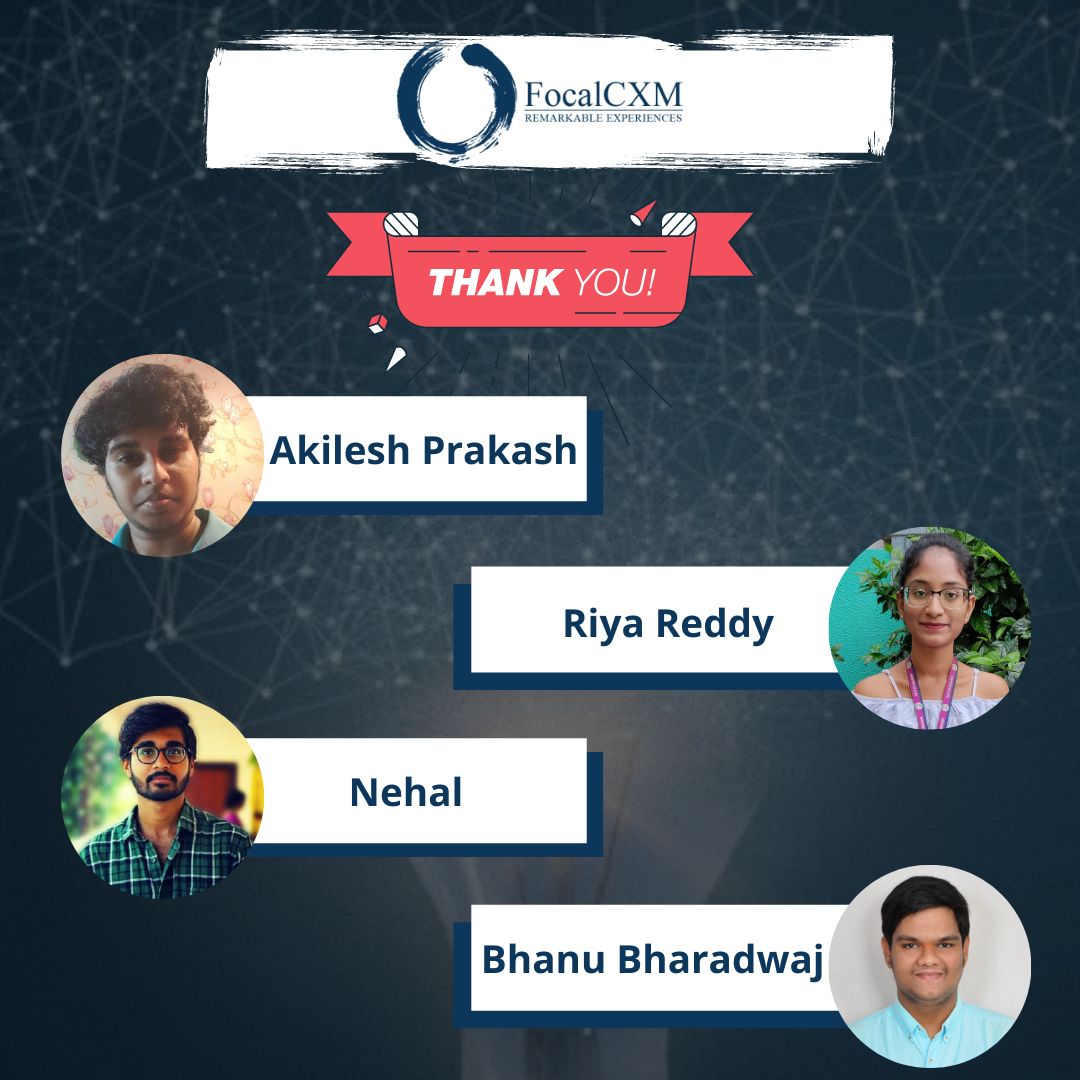 Nehal Veeramachaneni on LinkedIn: #focalcxm #internship #team #experience Nehal Veeramachaneni on LinkedIn: #focalcxm #internship #team #experience