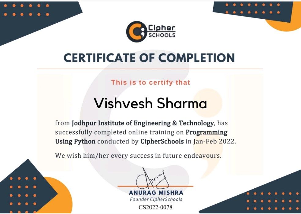 Vishvesh Sharma on LinkedIn: #pythonprogramming #training #programming Vishvesh Sharma on LinkedIn: #pythonprogramming #training #programming