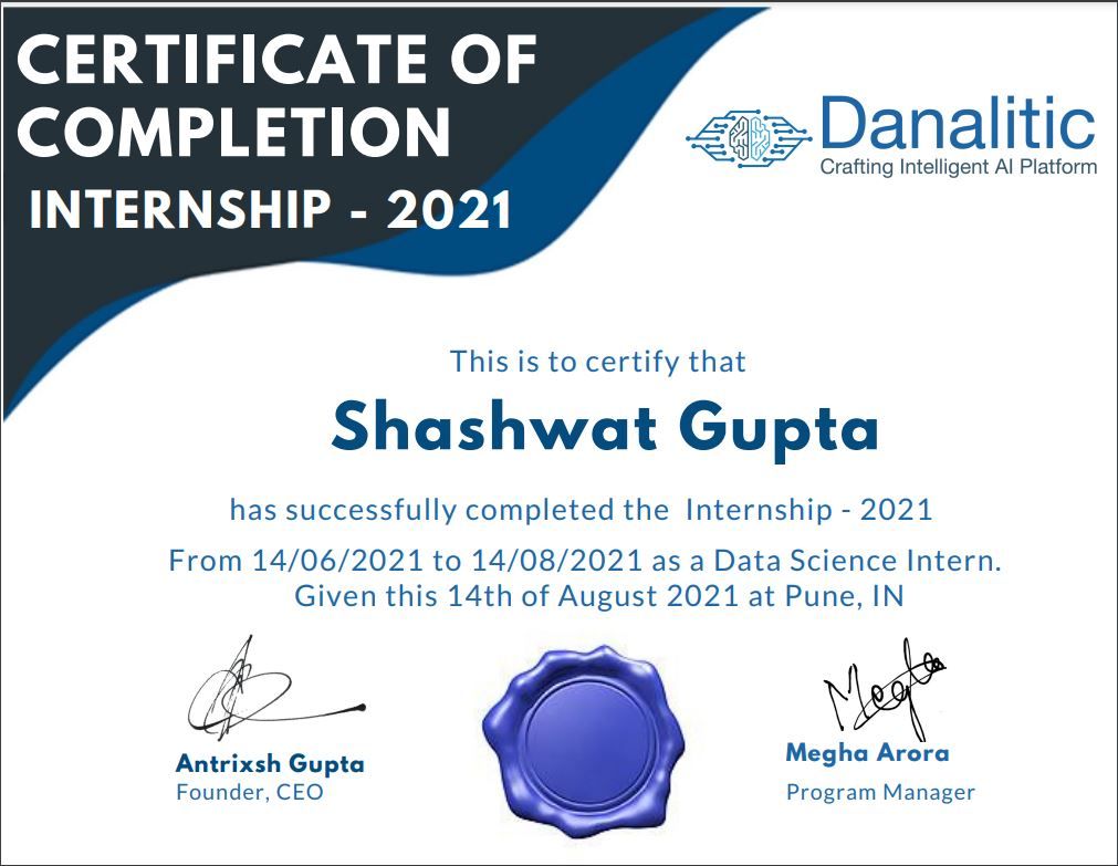 SHASHWAT GUPTA on LinkedIn: #internship #datasciencetraining SHASHWAT GUPTA on LinkedIn: #internship #datasciencetraining