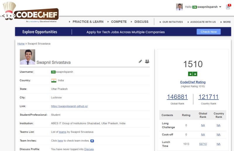 Swapnil Srivastava on LinkedIn: #codechef #competitiveprogramming # ... Swapnil Srivastava on LinkedIn: #codechef #competitiveprogramming # ...